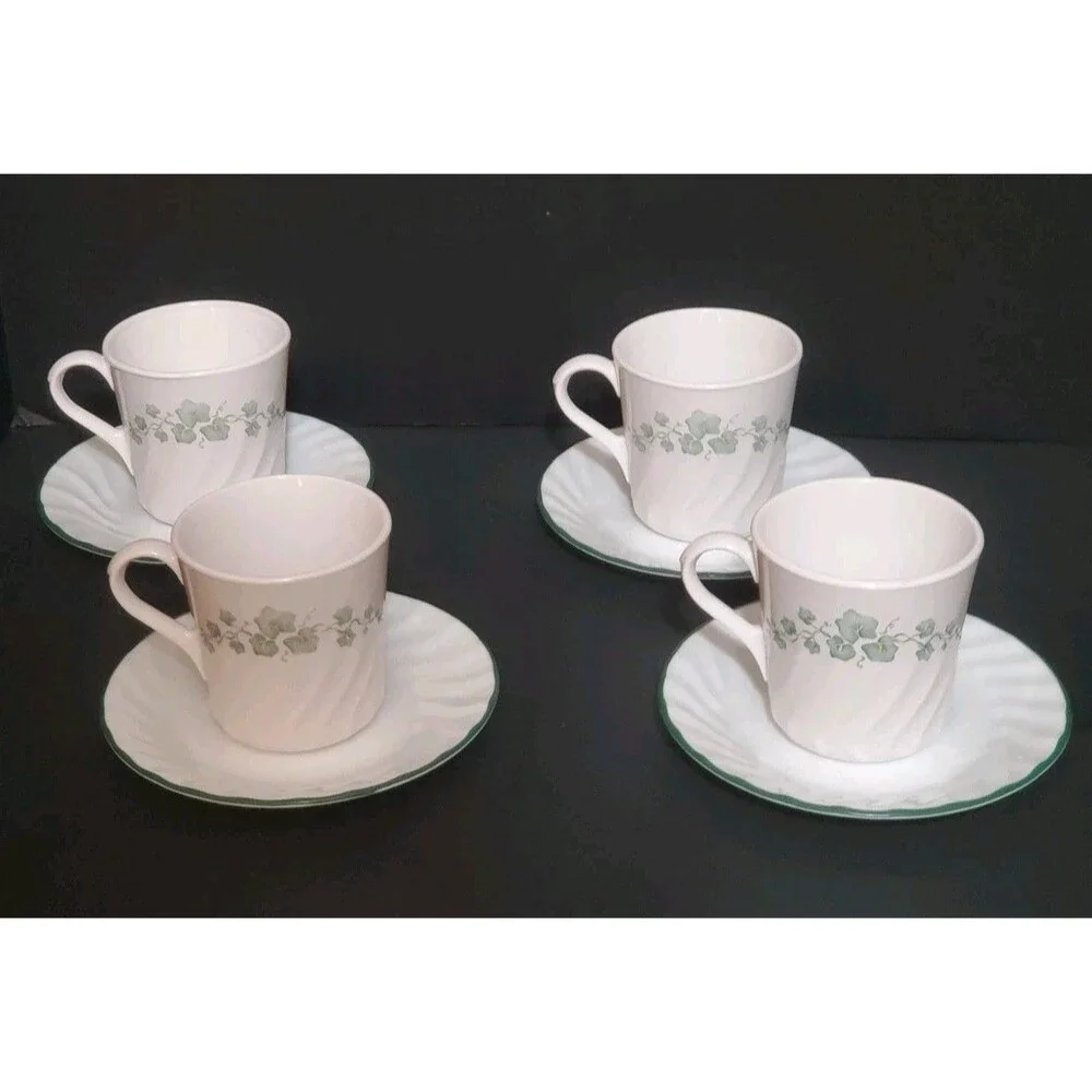 Corelle | Dining | Corning Corelle Callaway Cups Saucers Ivy Swirl ...